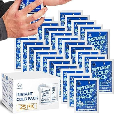 25 Packs Instant Ice Cold Pack (6” x 4.5”) - Disposable Instant Ice Pa ...