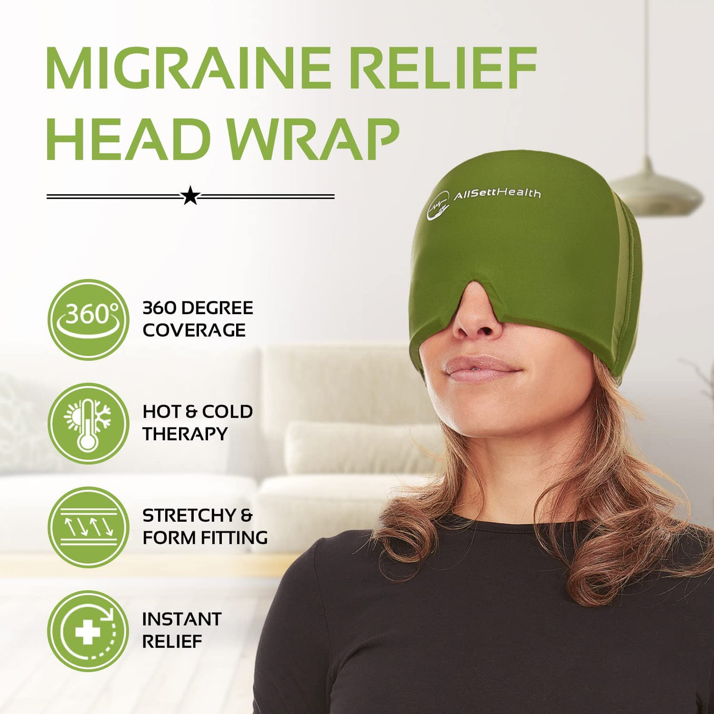 Migraine Relief Ice Cap Head Wrap | Hot & Cold Gel Headache Mask ...