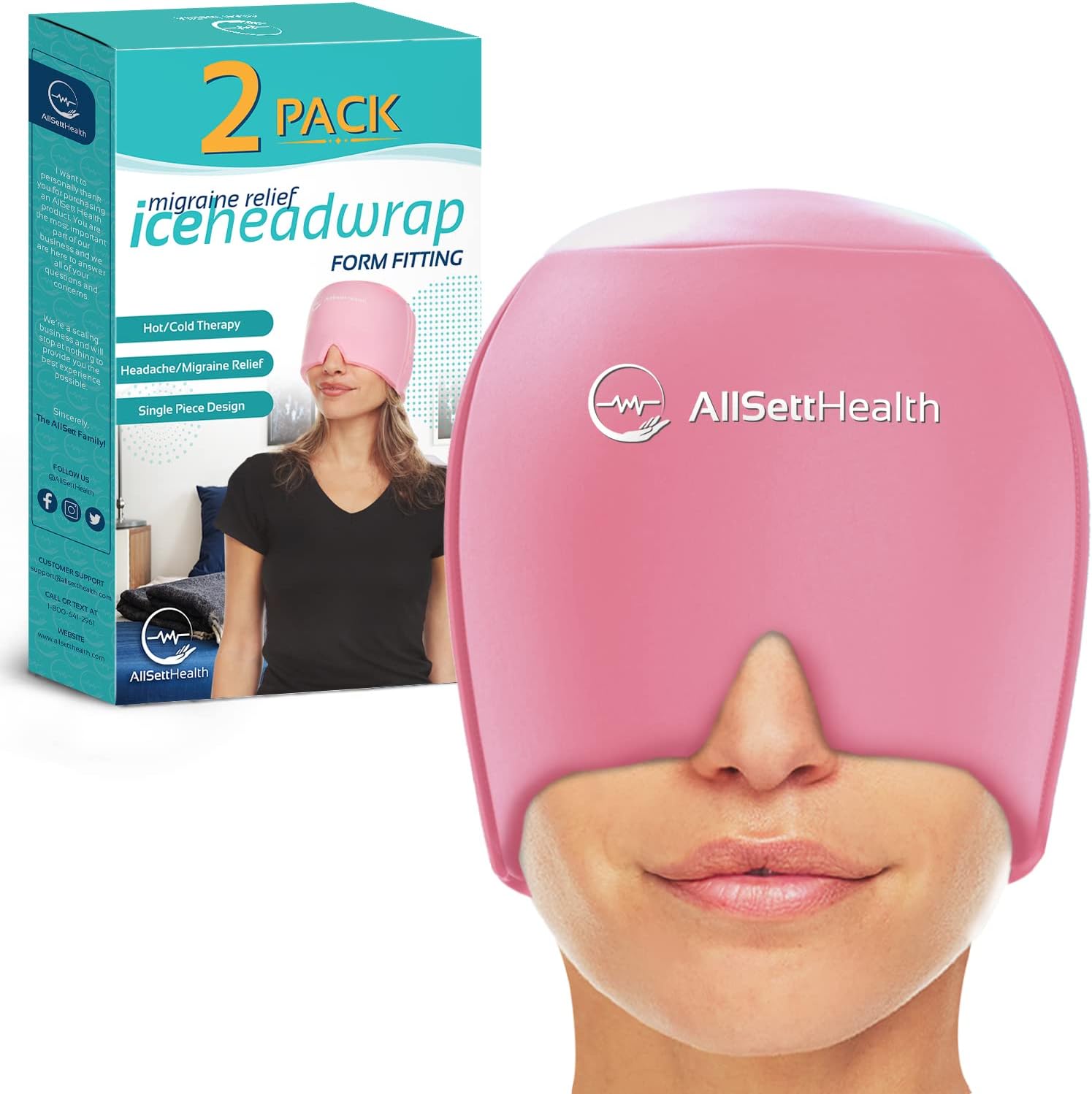 Migraine Relief Ice Cap Head Wrap | Hot & Cold Gel Headache Mask ...