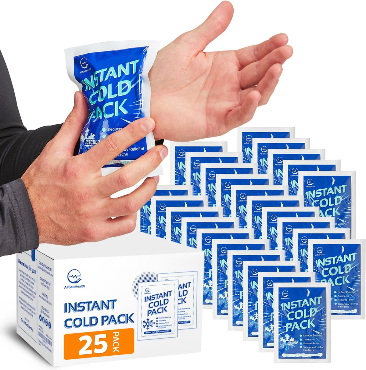 Instant Ice Packs for Injuries (25 Pack) | Disposable Cold Compress ...