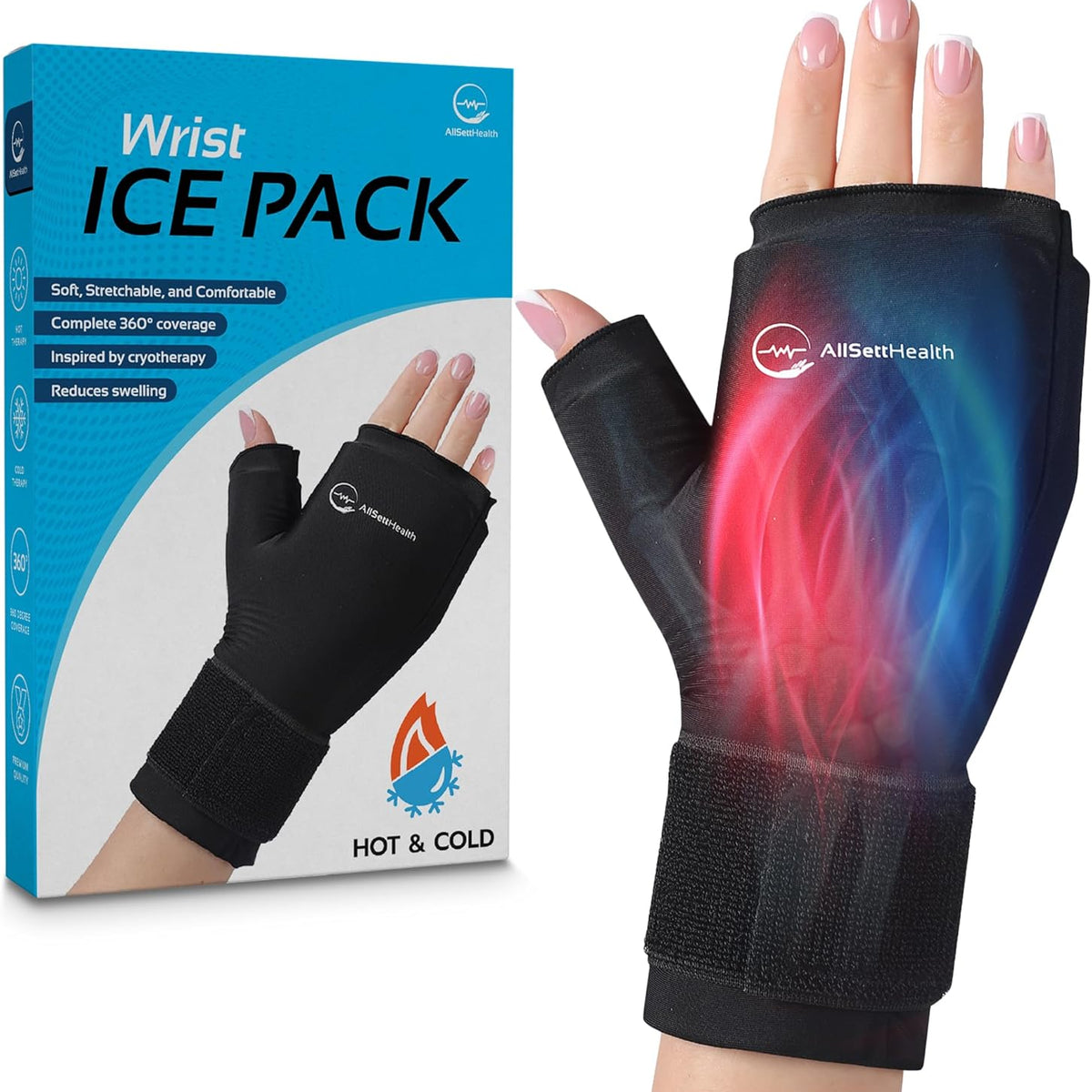 Hand Ice Pack Glove - Hot and Cold Gel Thumb Wrist Ice Pack Wrap for A ...